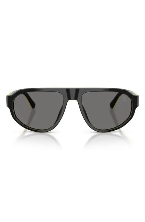 SCUDERIA FERRARI 57mm Polarized Irregular Sunglasses - Black Shiny Yellow/grey