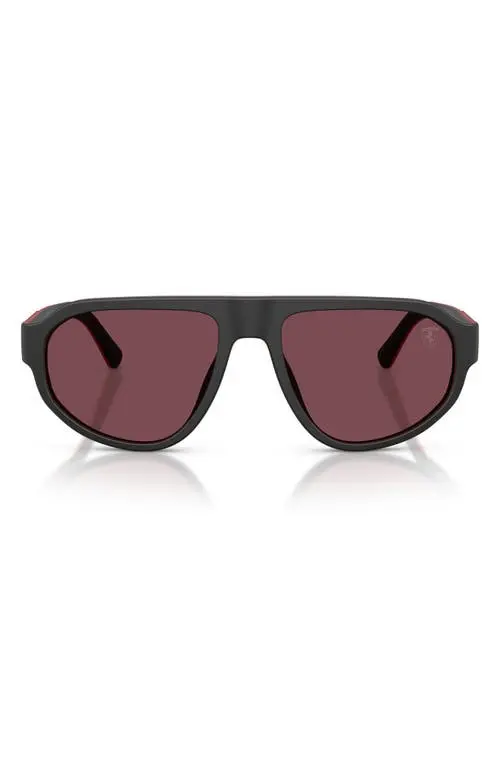 SCUDERIA FERRARI 57mm Irregular Sunglasses - Black Matte Red Black