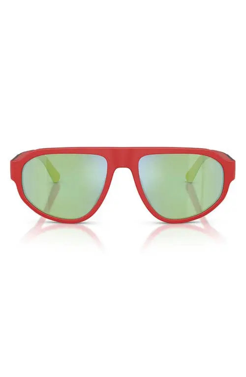 SCUDERIA FERRARI 57mm Irregular Sunglasses - Red Matte Black/blue Light