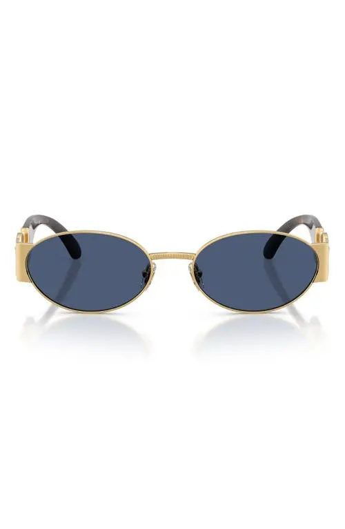 Versace 56mm Oval Sunglasses - Gold/dark Blue