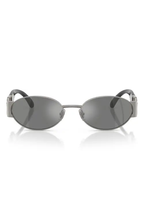 Versace 56mm Oval Sunglasses - Gunmetal/grey Mirror Silver
