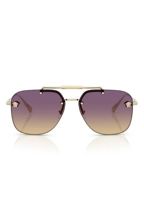 Versace 60mm Square Rimless Sunglasses - Pale Gold/yellow Violet