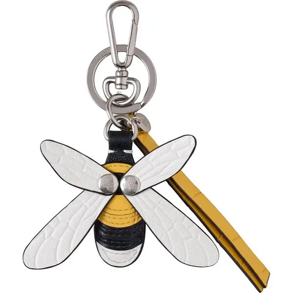 Mulberry Bumble Bee Leather Keyring & Bag Charm - Yellow Multi