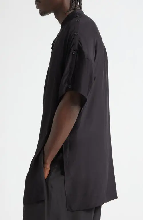 Yohji Yamamoto Double Covered Short Sleeve Silk Graphic Button-up Shirt