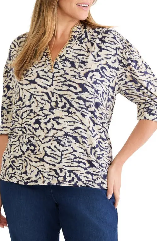 NIC+ZOE Printed Elbow-sleeve Top