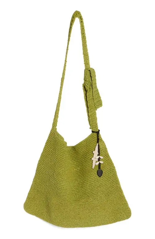 Free People Coastal Crush Straw Tote - Matcha
