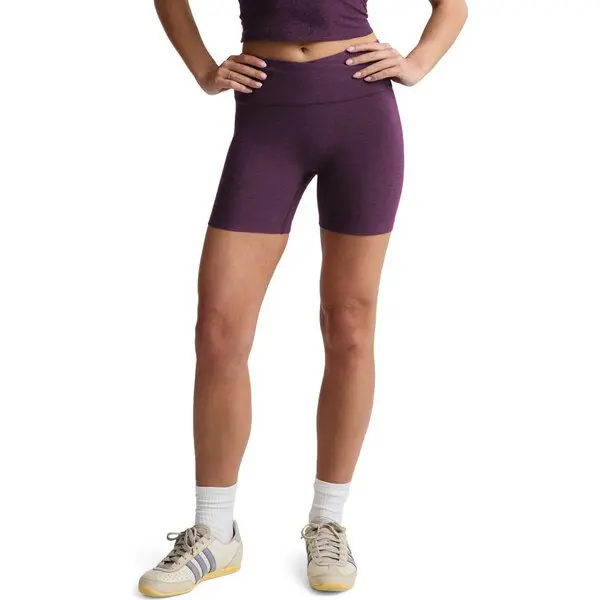 Beyond Yoga Space Dye Leisure Bike Shorts - Brilliant Blackberry Heather