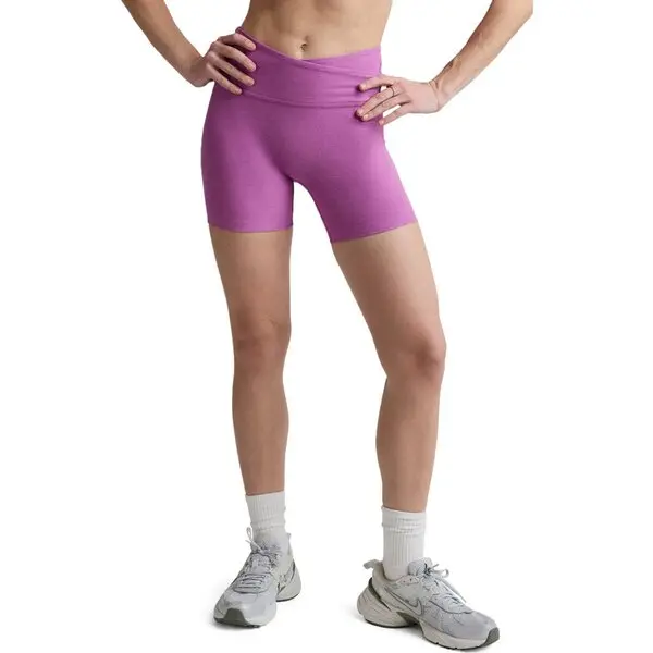 Beyond Yoga Space Dye Leisure Bike Shorts - Fun Fuschia Heather