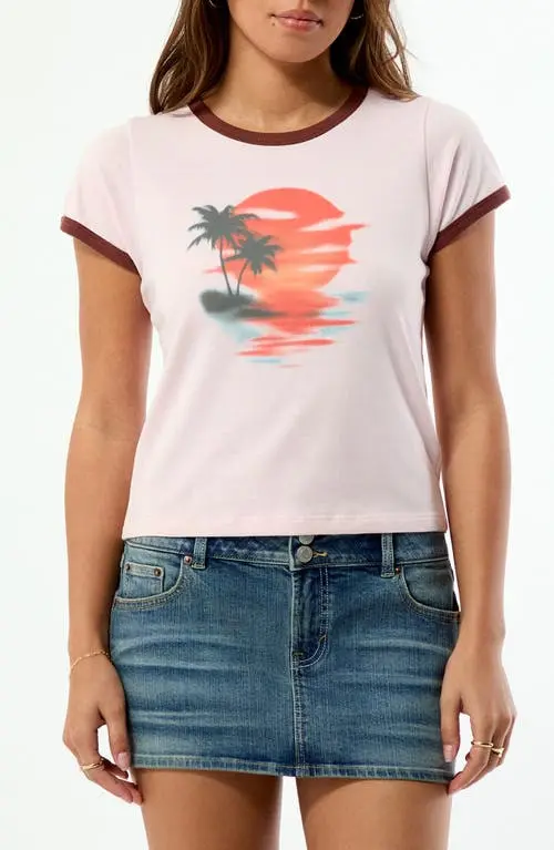 PACSUN Sunset Skimmer Ringer Graphic T-shirt - Pink