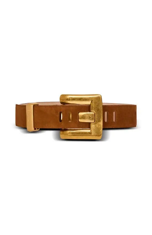 Balmain Anthem Suede Leather Belt - Brown