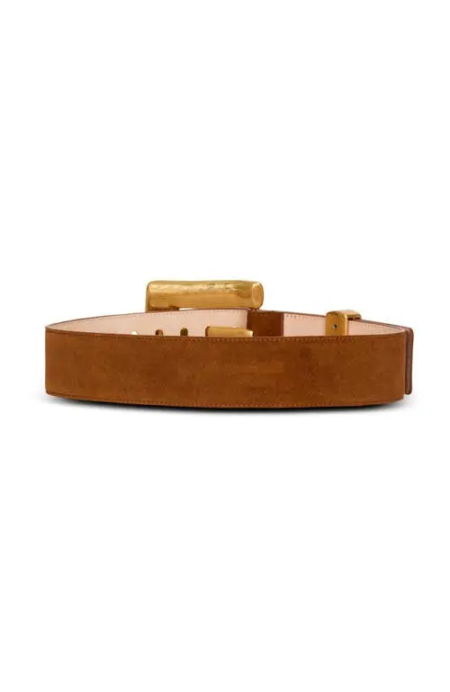 Balmain Anthem Suede Leather Belt - Brown