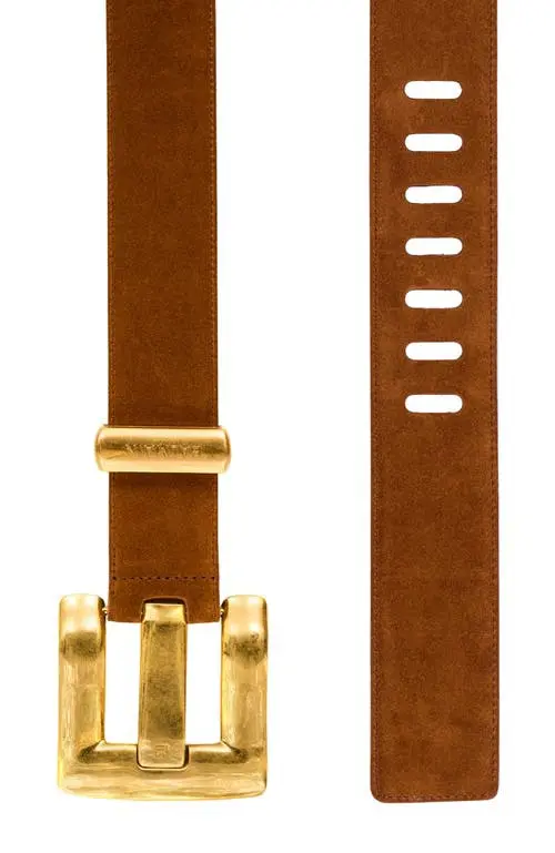 Balmain Anthem Suede Leather Belt - Brown