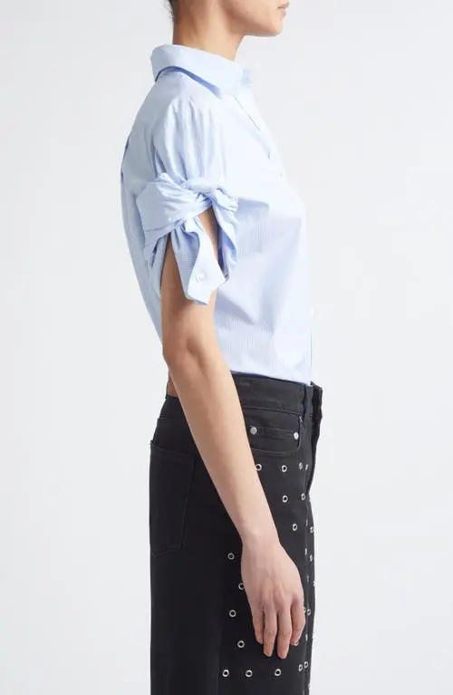 Monse Knotted Sleeve Stripe Cotton Poplin Shirt