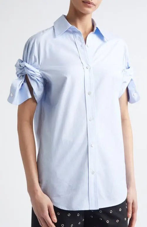 Monse Knotted Sleeve Stripe Cotton Poplin Shirt