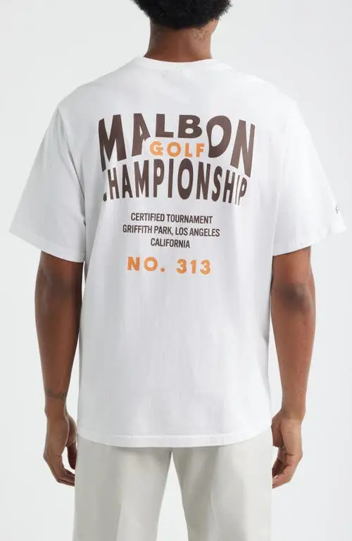 MALBON Bermuda Championship Cotton Graphic T-shirt - White