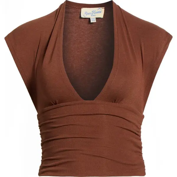 PACSUN Harley Deep V Cinched Top - Brown