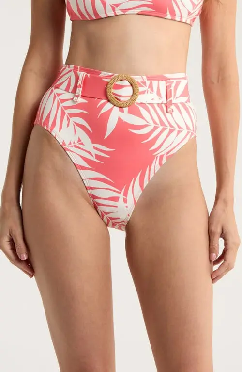 HUTCH Conny O-ring High-waist Bikini Bottom - Coral Paradise Foliage