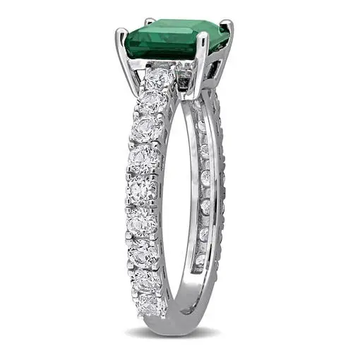JULIANNA B. Lab- And White Sapphire Ring - Created Emerald