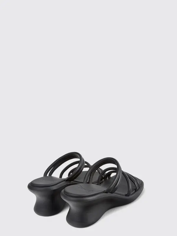 Camper Louise Leather Wedge Sandals - Black