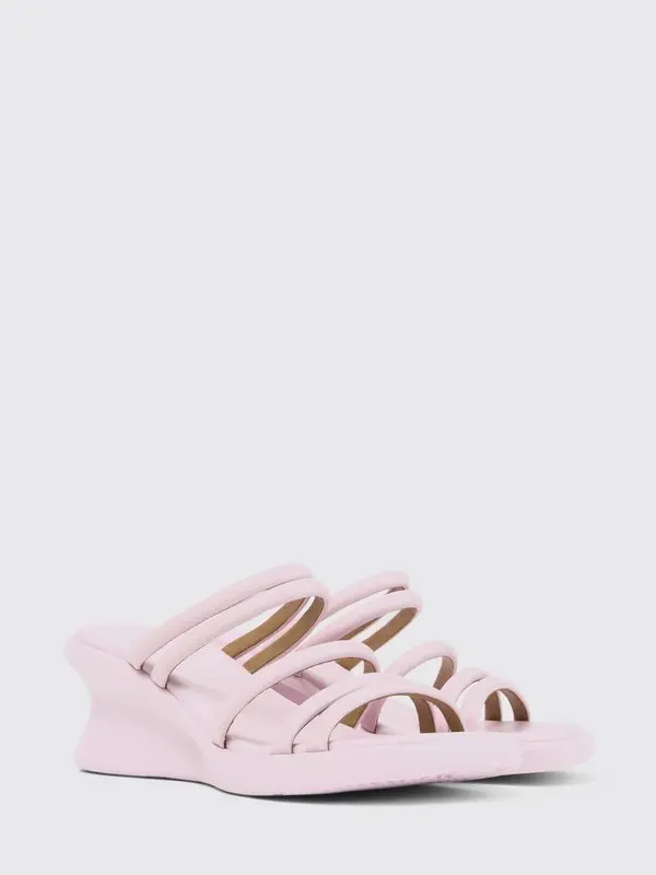Camper Louise Leather Wedge Sandals - Pink