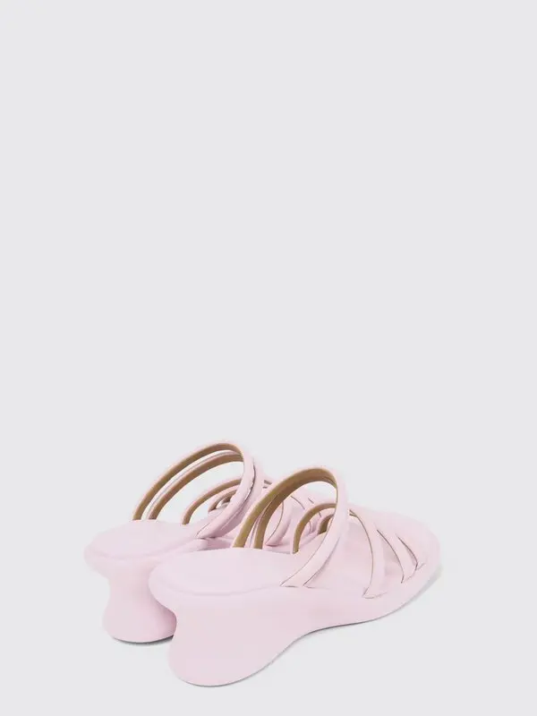 Camper Louise Leather Wedge Sandals - Pink