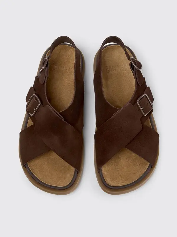 Camper Lluc Suede Slingback Sandals - Brown