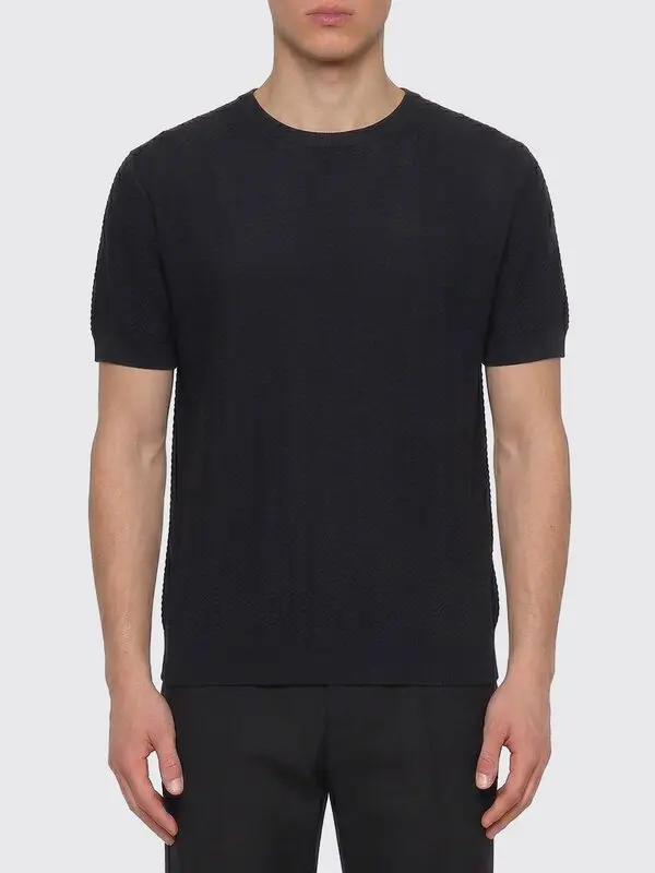 Giorgio Armani Cotton Blend Crew Neck Sweater - Black