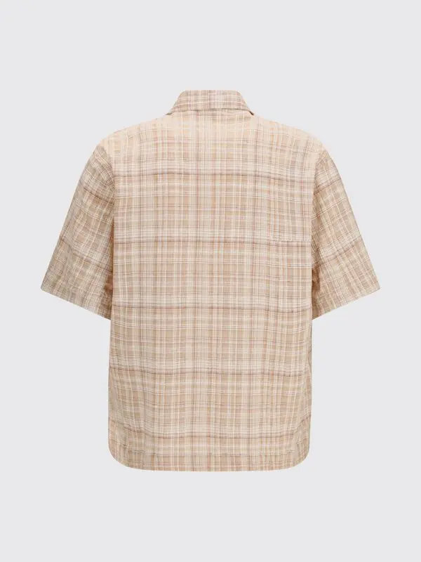 SUNFLOWER Check Cotton And Linen Blend Casual Shirt - Sand