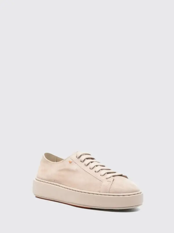 Santoni Suede Platform Low Top Sneakers - Nude