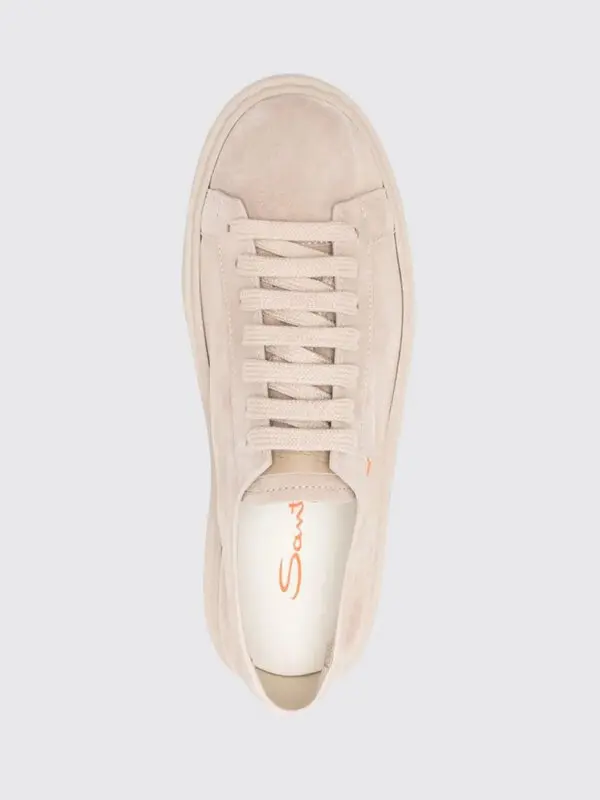 Santoni Suede Platform Low Top Sneakers - Nude