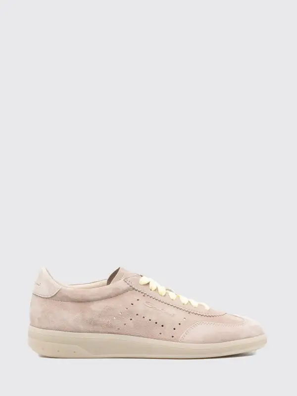 Santoni Suede Lace-up Sneakers - Nude