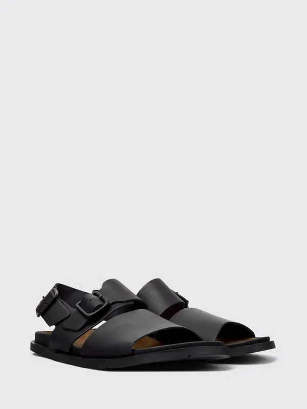 Camper Smooth Leather Buckled Slingback Sandals - Black
