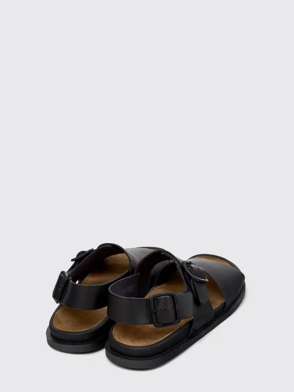 Camper Smooth Leather Buckled Slingback Sandals - Black