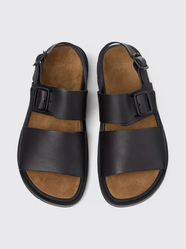 Camper Smooth Leather Buckled Slingback Sandals - Black