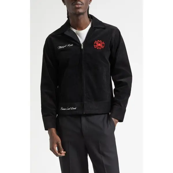 MIDNIGHT RODEO Embroidered Corduroy Club Jacket - Black