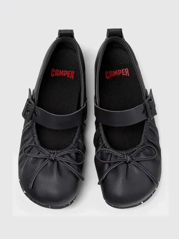 Camper Wabi Leather Ballerina Flats - Black
