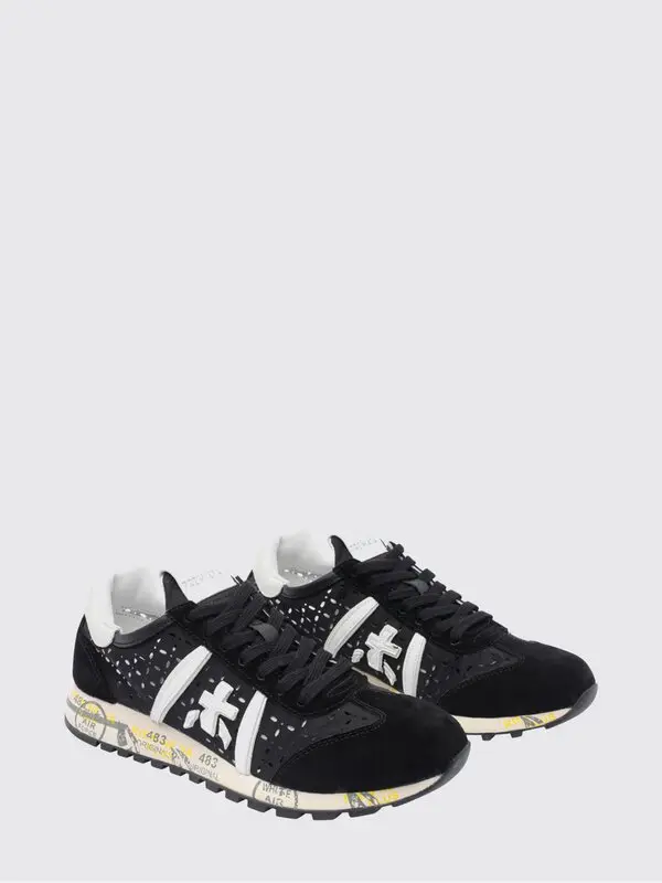 Premiata Lucy Suede And Perforated Fabric Sneakers
