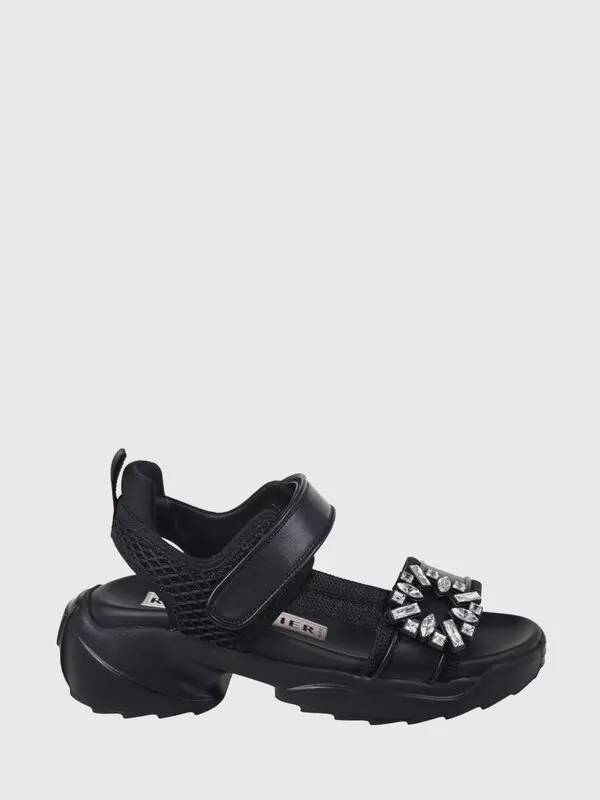 ROGER VIVIER Embellished Leather And Mesh Sandals - Black