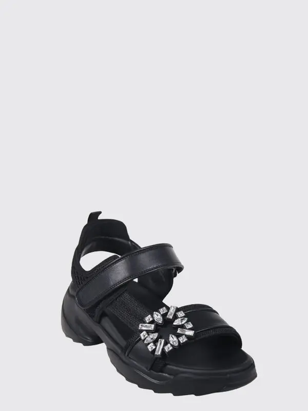 ROGER VIVIER Embellished Leather And Mesh Sandals - Black