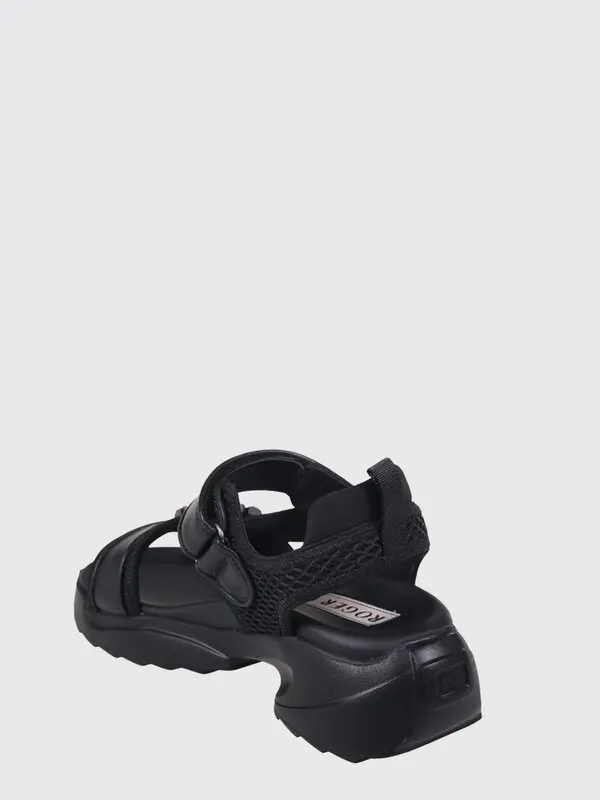 ROGER VIVIER Embellished Leather And Mesh Sandals - Black