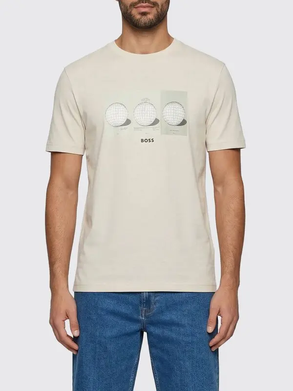 BOSS Printed Cotton T-shirt - Beige