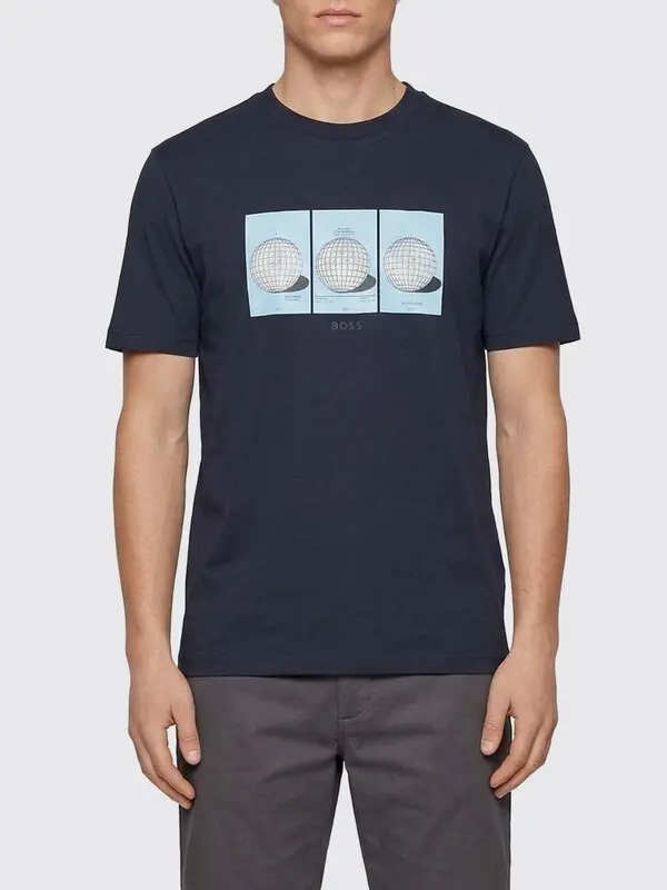 BOSS Printed Cotton T-shirt - Blue