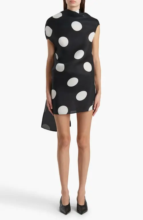Khaite Tatia Polka Dot Silk Gazar Mini Dress - Large Dot Black