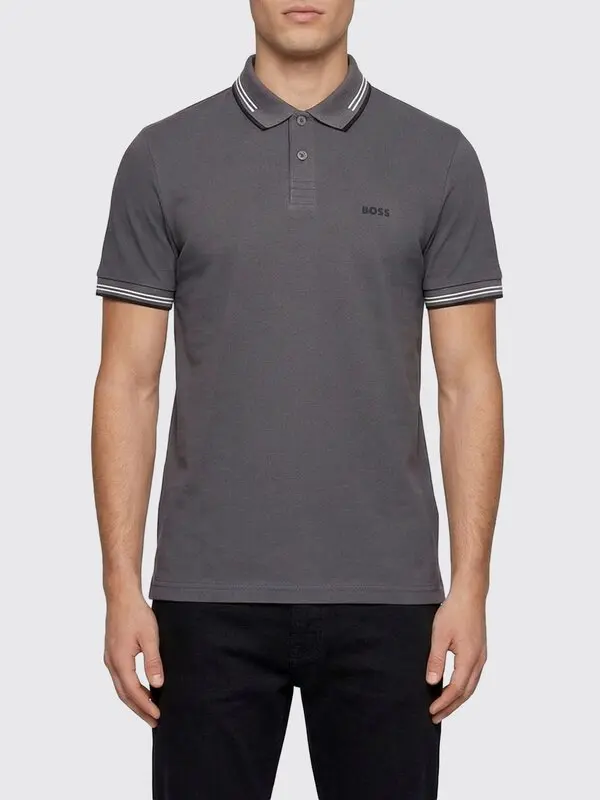 BOSS Cotton Polo With Logo - Grey 1