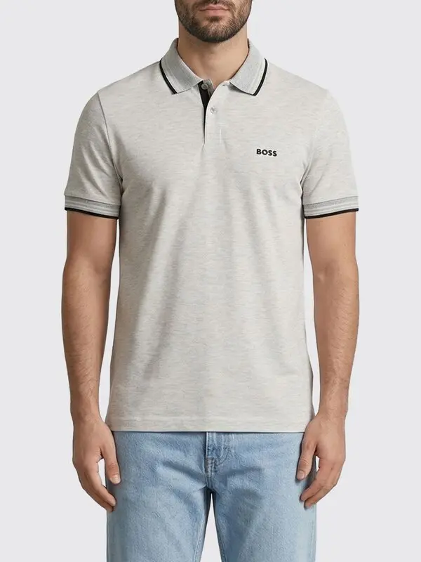 BOSS Cotton Polo With Logo - Grey