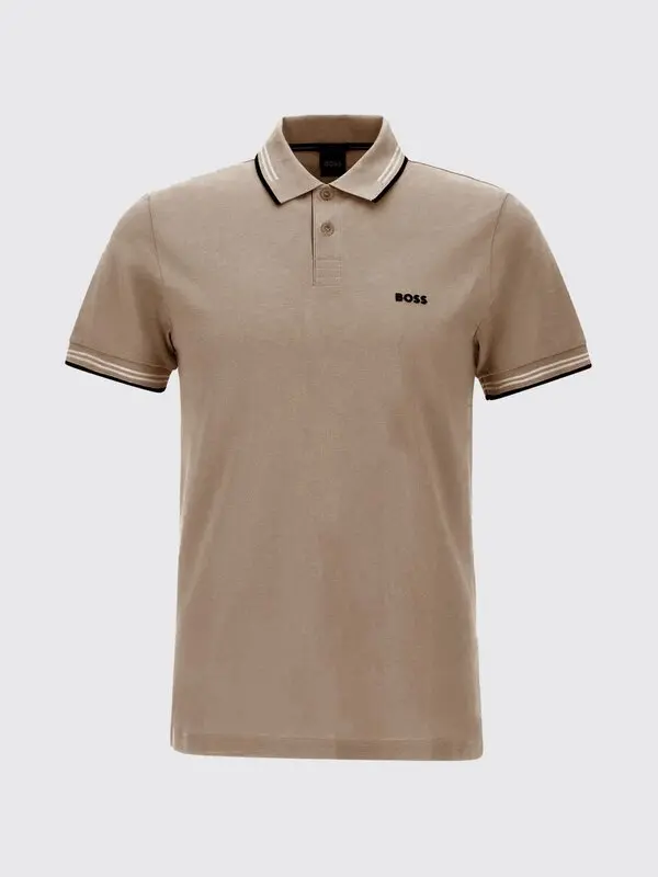 BOSS Cotton Polo With Logo - Sand