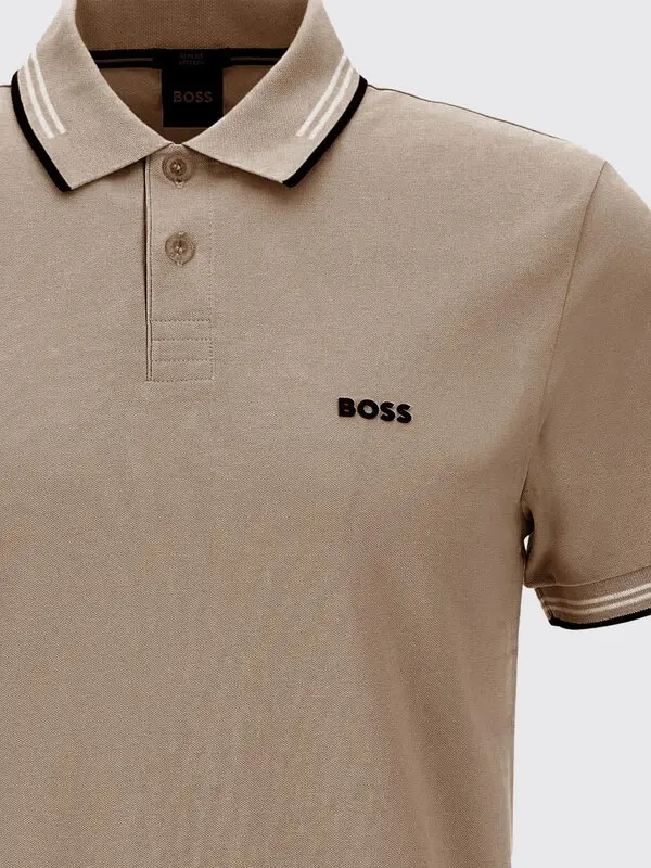 BOSS Cotton Polo With Logo - Sand