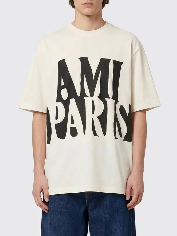 AMI Paris Oversized Cotton T-shirt With Logo - White
