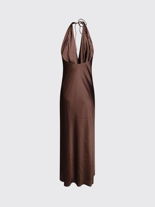 ROTATE BY BIRGER CHRISTENSEN Satin Halterneck Midi Dress - Brown
