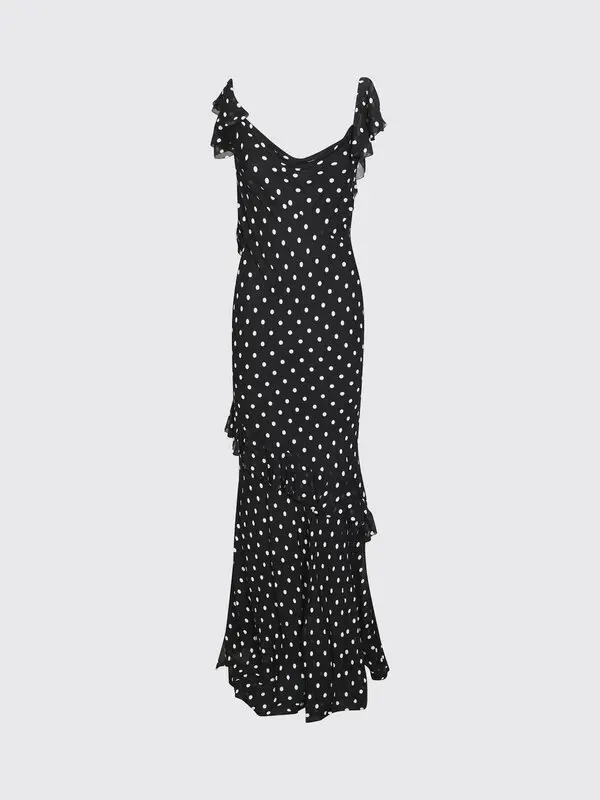 SELF-PORTRAIT Polka Dot Ruffled Maxi Dress